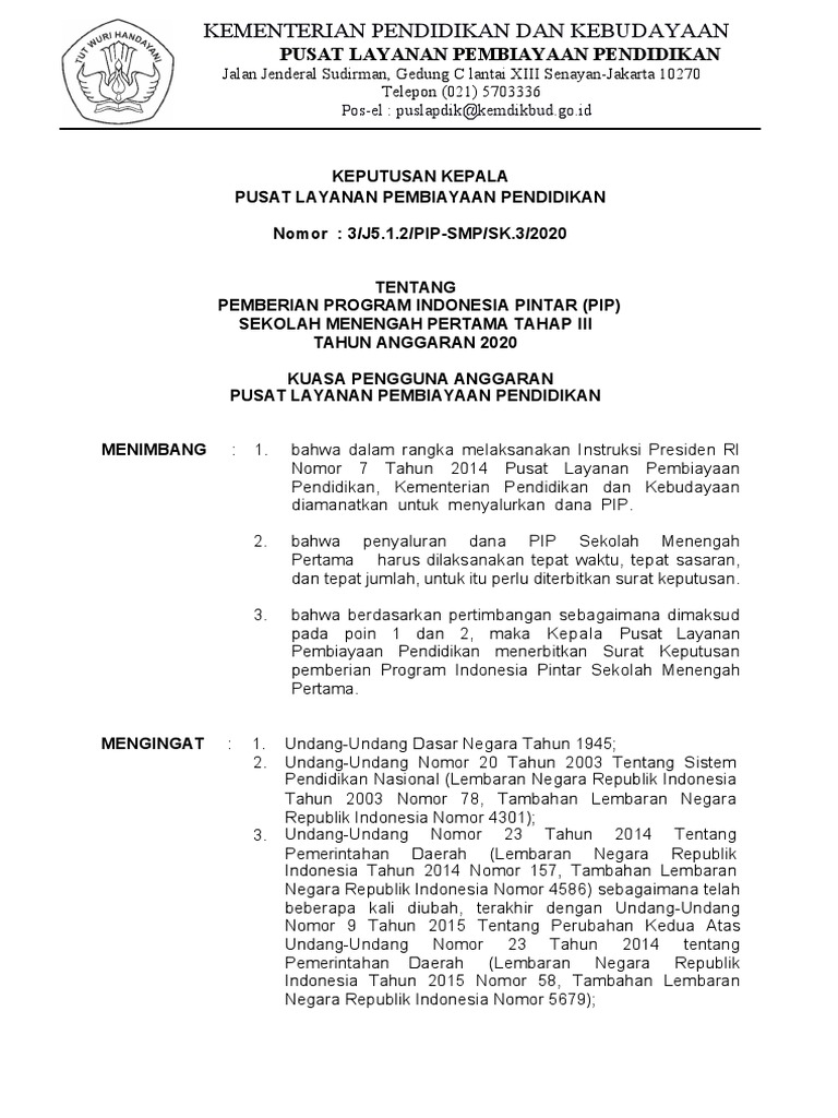 SK PIP SMP Tahap 3 PDF | PDF