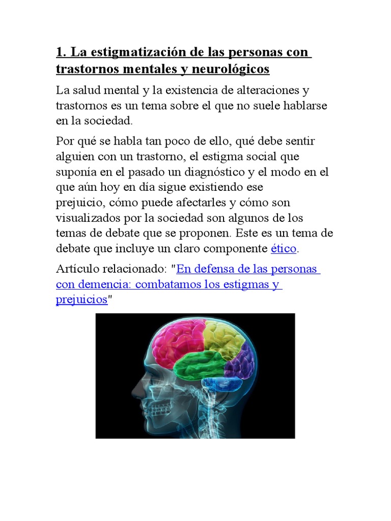 Estigmatización de trastornos mentales | PDF | Relaciones personales ...