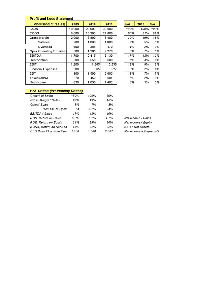 2009-2011 P&L and Balance Sheet Analysis | PDF | Income Statement ...