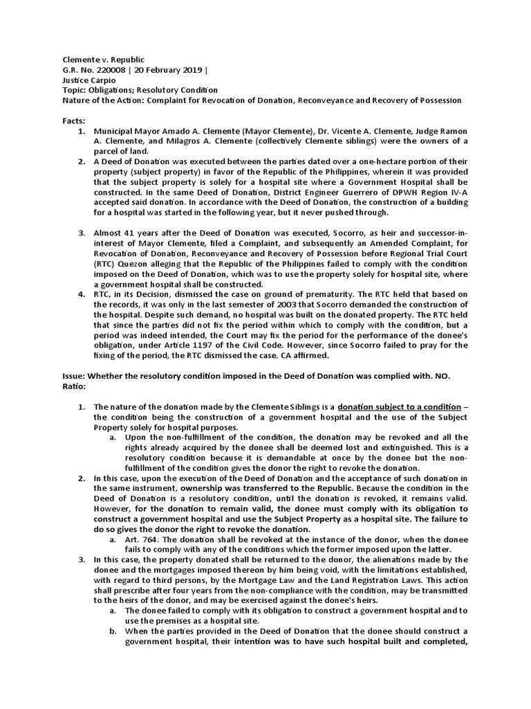 in This Case, Upon The Execution of The Deed of Donation and The ...