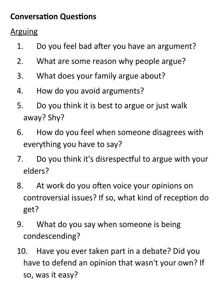 Conversation Questions | PDF