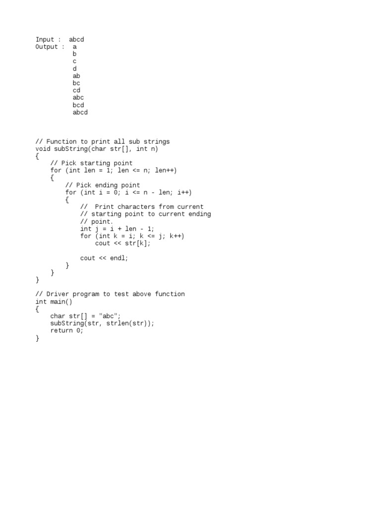 Find Total Number of Non-Empty Substrings of A String With N Characters. Here We Use The Word ...