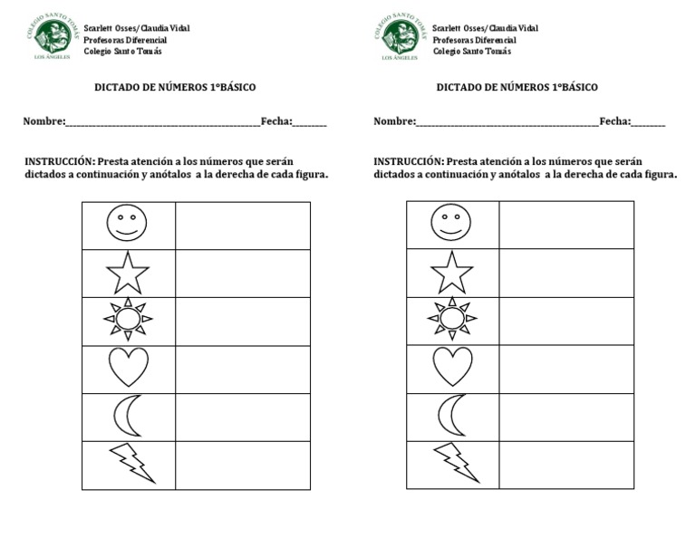 Hoja de Respuesta Dictado de Números 1°básico PDF | PDF