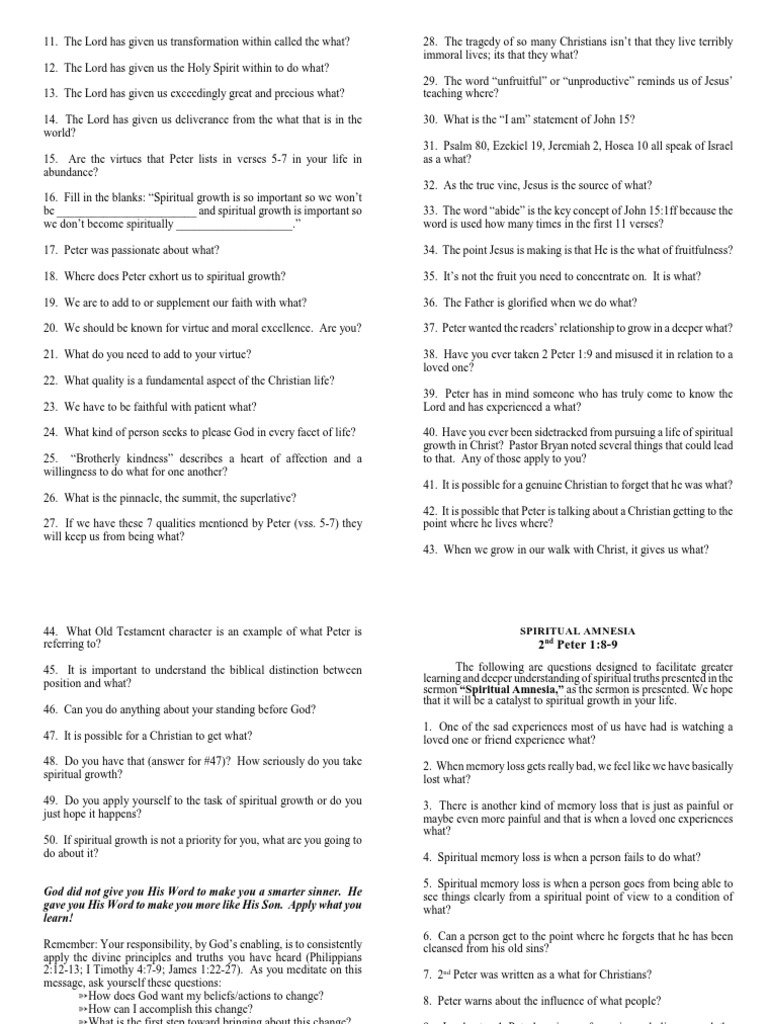 PWC004 - Spiritual Amnesia - Notes | PDF | Memory | Saint Peter