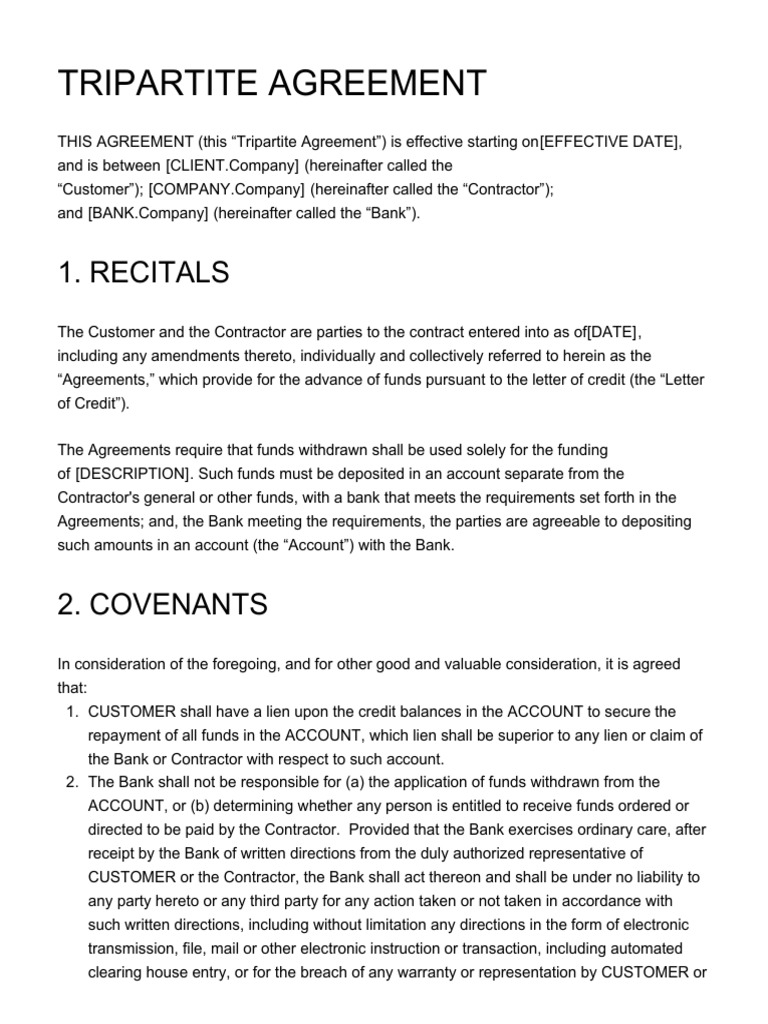 Template Tripartite Agreement | Download Free PDF | Letter Of Credit ...