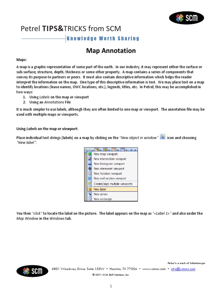 Petrel TIPS&TRICKS From SCM: Map Annotation | PDF | Icon (Computing) | Map