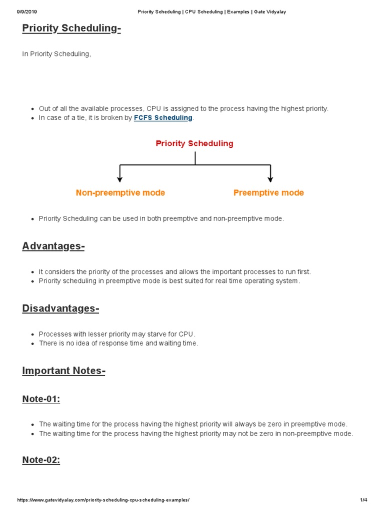 Priority Scheduling - CPU Scheduling - Examples - Gate Vidyalay | PDF | Scheduling (Computing ...