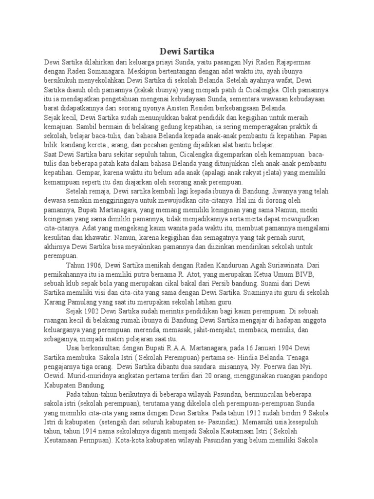 Biografi Dewi Sartika | PDF
