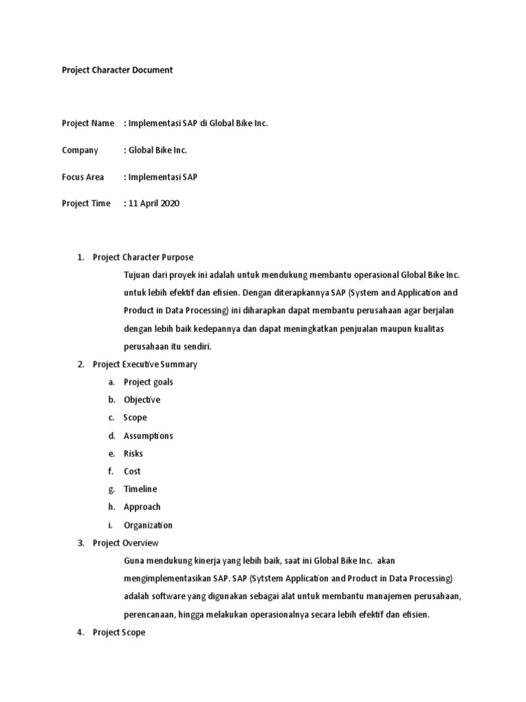 Project Character SAP in Global Bike Inc. | PDF | Bisnis | Seni