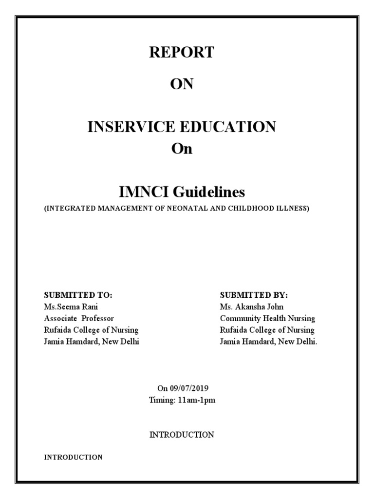 Report of Inservice Education | PDF | Pneumonia | Diarrhea