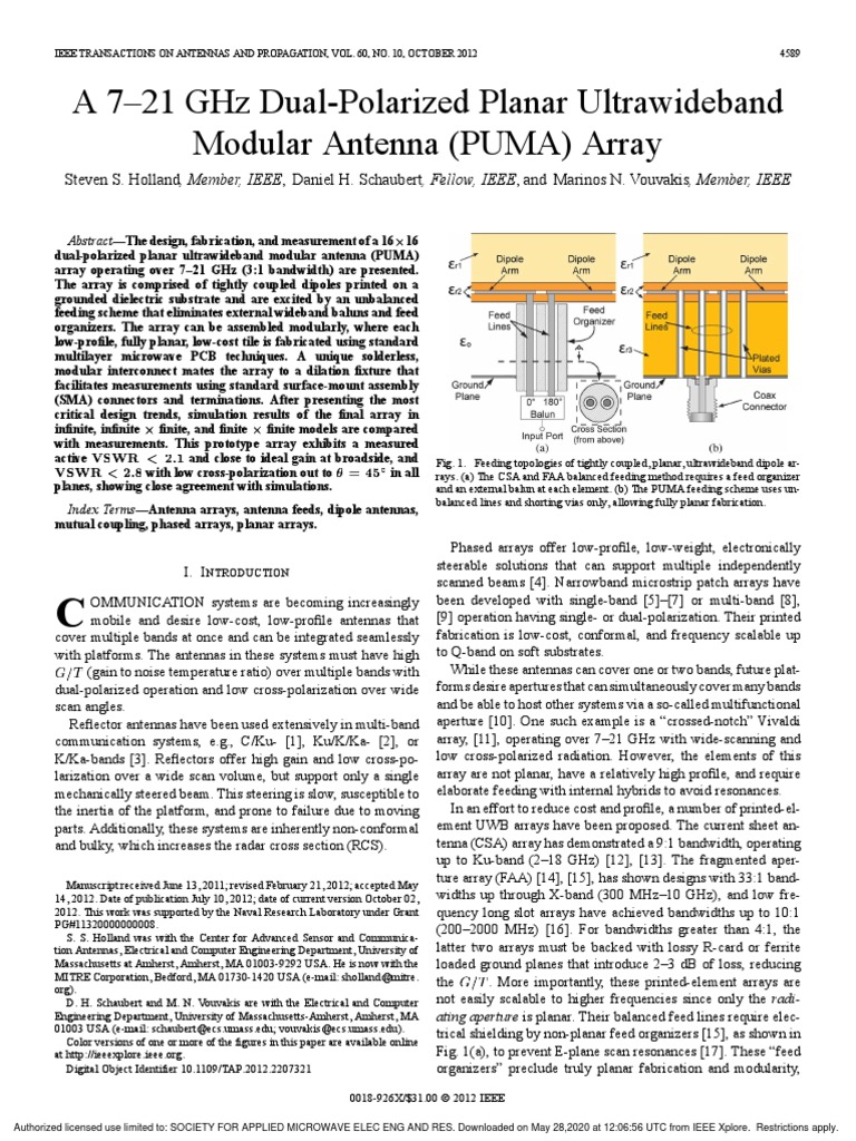 A 7-21 GHZ Dual-Polarized Planar Ultrawideband Modular Antenna (Puma ...