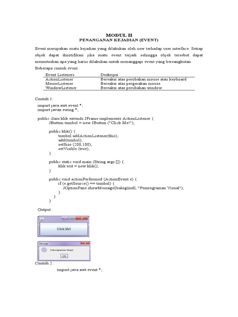 Modul Ii: Penanganan Kejadian (Event) | PDF | Button (Computing) | Computing Platforms