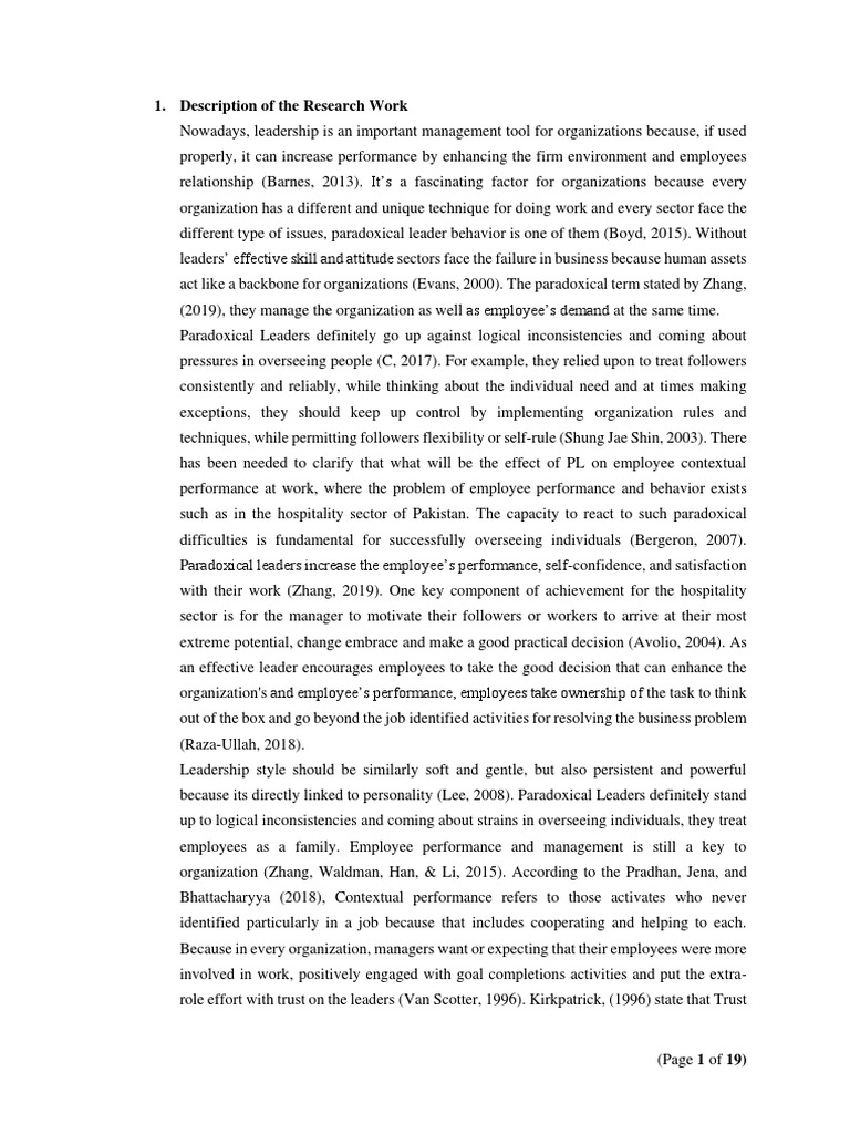 Description of The Research Work | PDF | Leadership | Employment