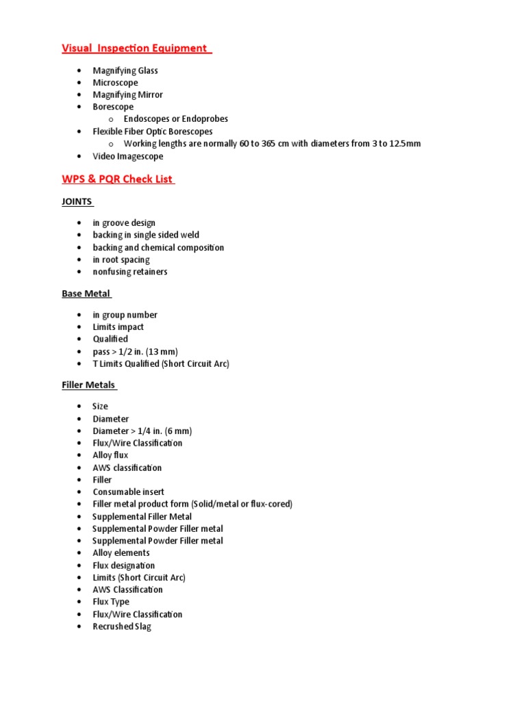 Visual Inspection Equipment | PDF | Welding | Construction