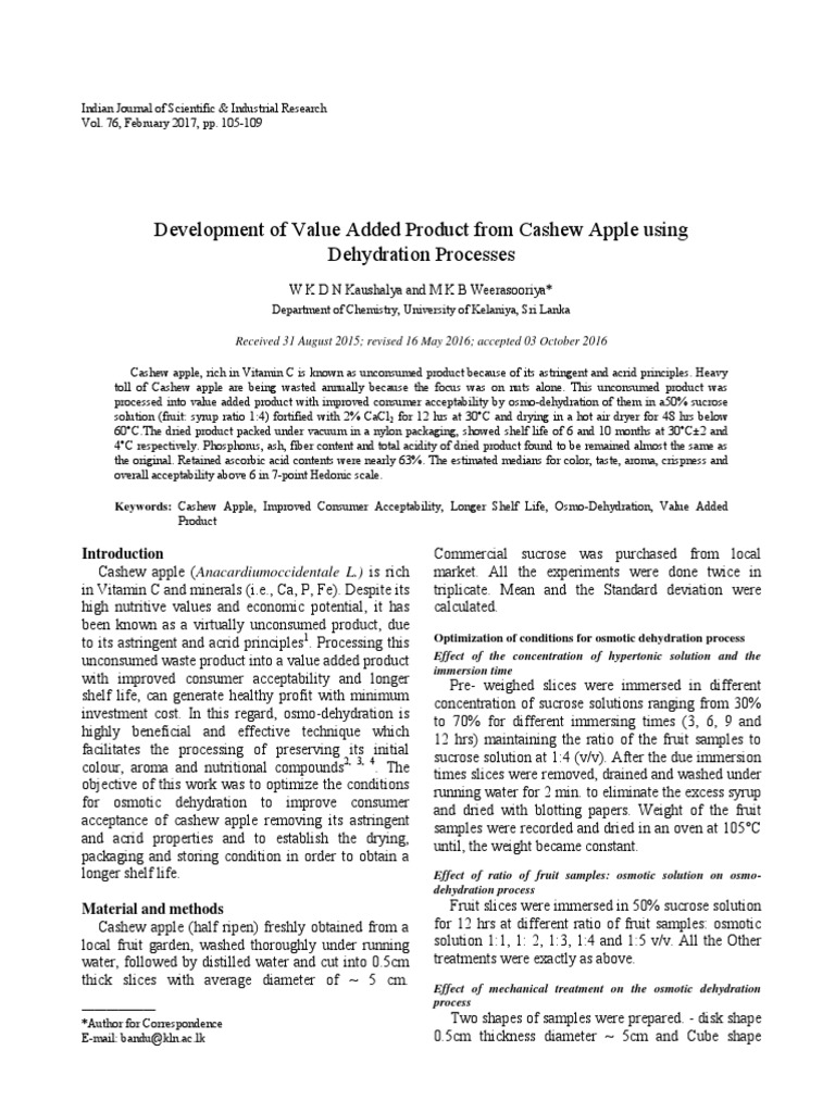Jsir 76 (2) 105-109 | PDF | Dried Fruit | Titration