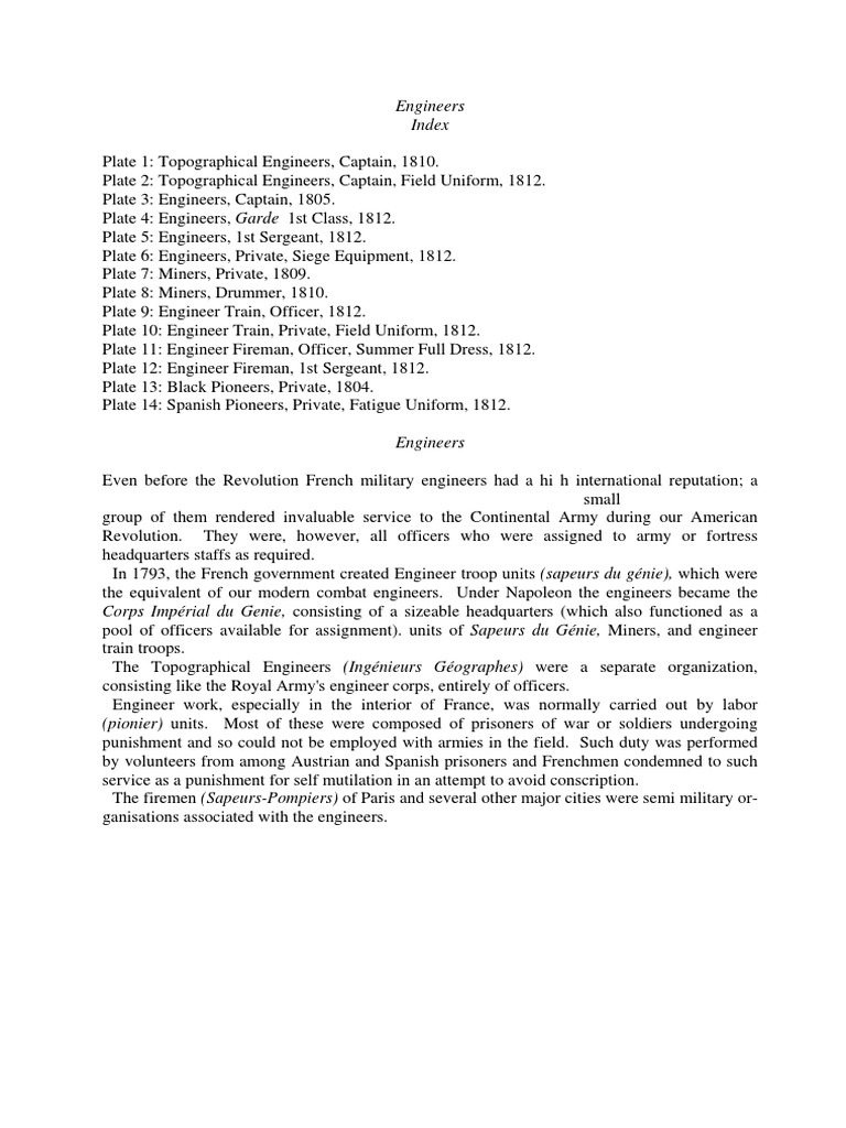 Napoleonic Engineer Uniforms Overview | PDF