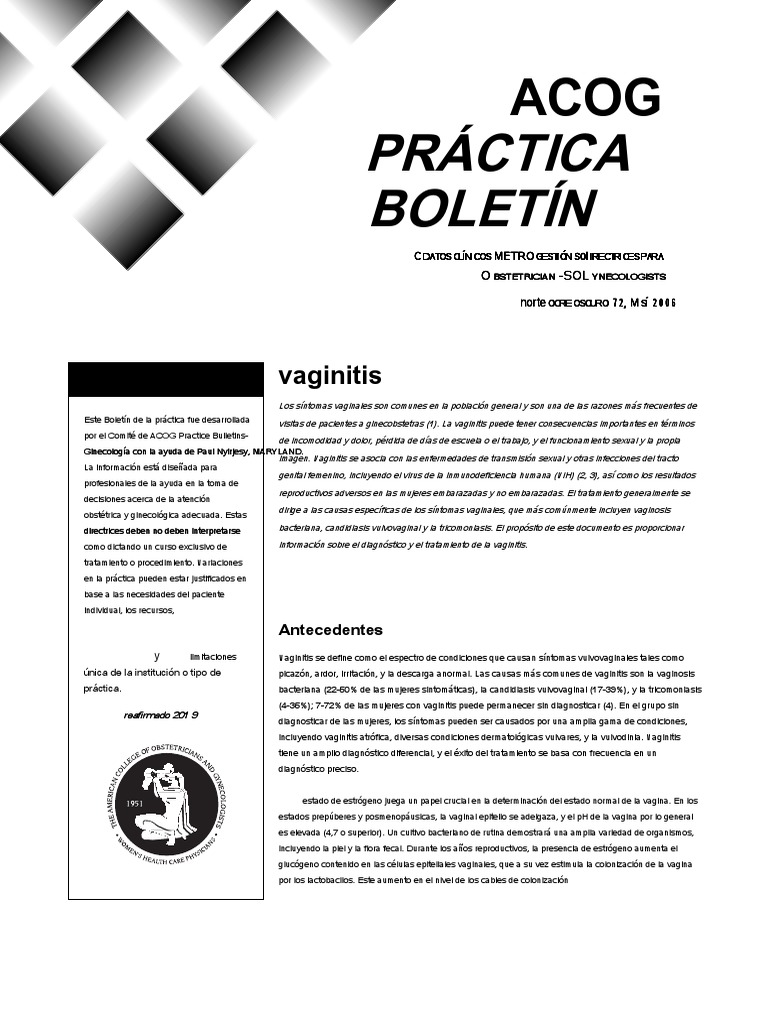 Vaginitis - ACOG 2019.en - Es PDF | PDF | Candidiasis | Diagnostico medico