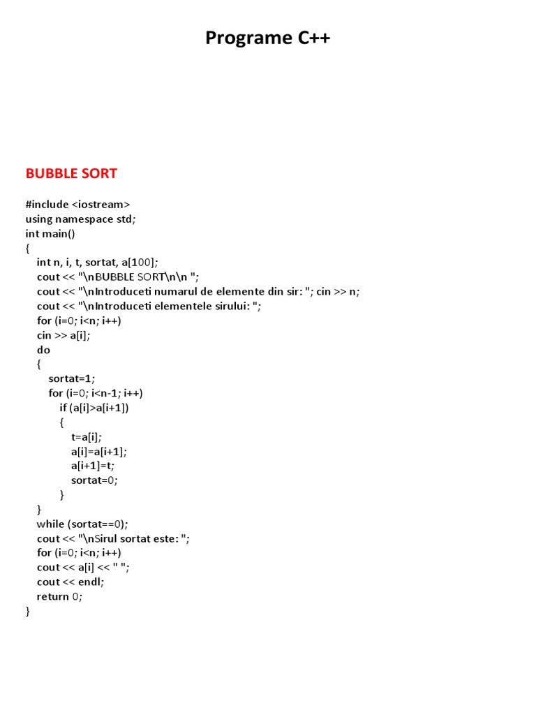Programe Rezolvate in C++ Part4 | PDF