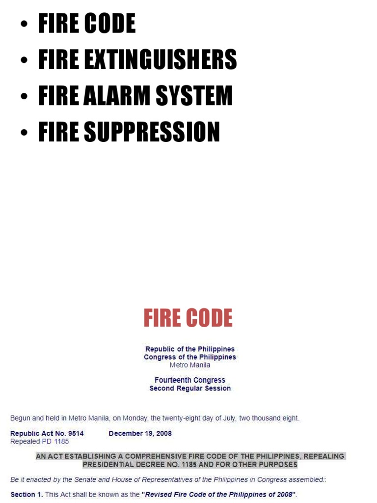 Fire Code - Fire Extinguishers - Fire Alarm System - Fire Suppression ...