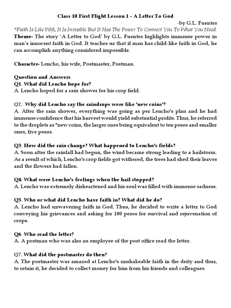 A Lesson in Faith: An analysis of the short story 'A Letter to God' by ...