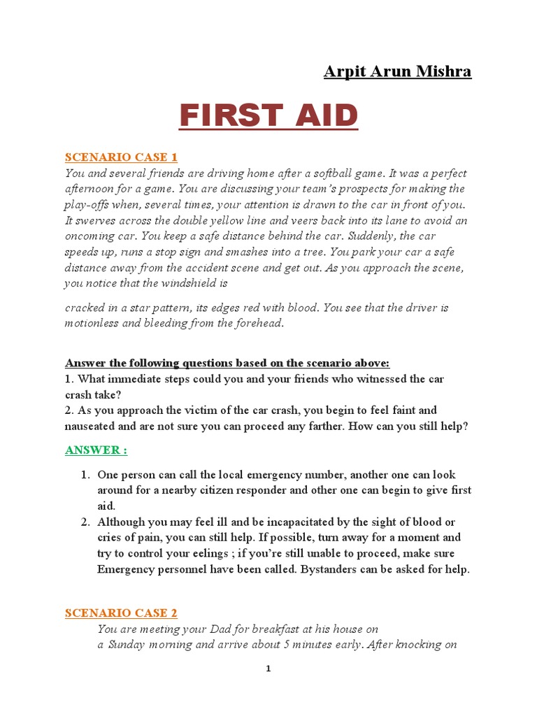 First Aid Scenarios and Responses Guide | PDF | Burn | Garage (Residential)