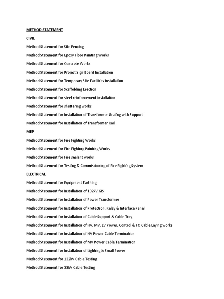 Method Statement Civil | PDF