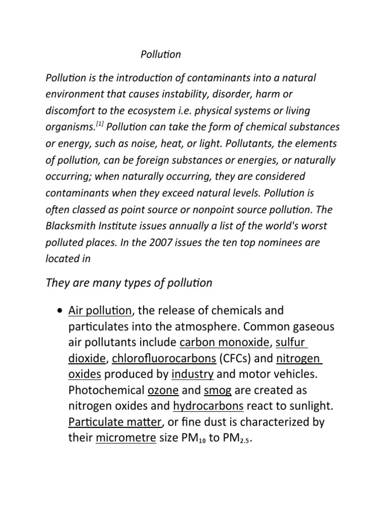 They Are Many Types of Pollution | PDF | Air Pollution | Pollution