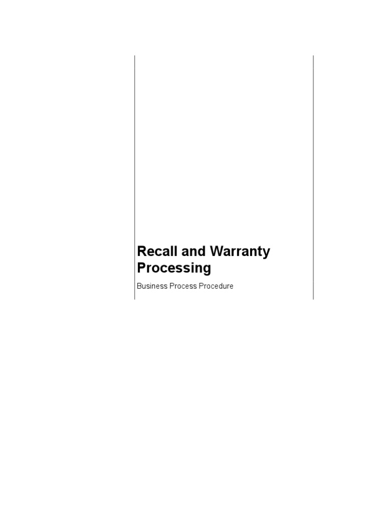 Recall and Warranty Processing: Business Process Procedure | PDF ...