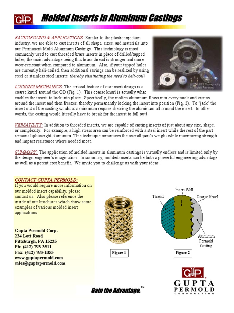 Molded Inserts in Aluminum Castings: Background & Applications | PDF