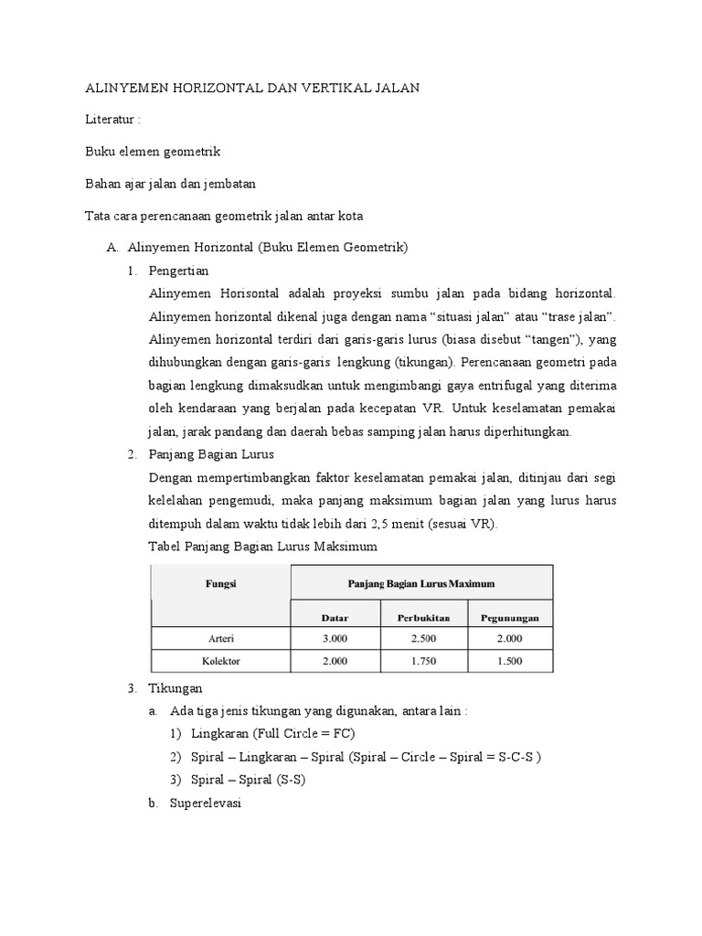 Alinyemen Horizontal Dan Vertikal Jalan | PDF