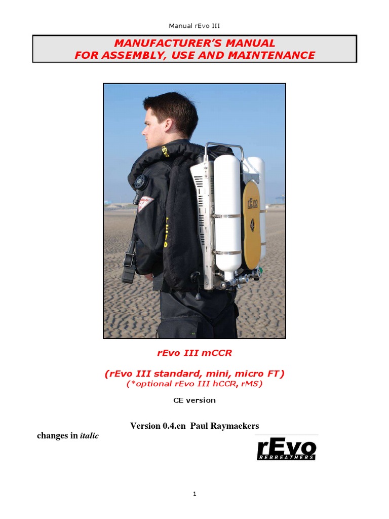 Manual Revo III Ce v04 Eng | PDF | Scuba Diving | Diving Equipment