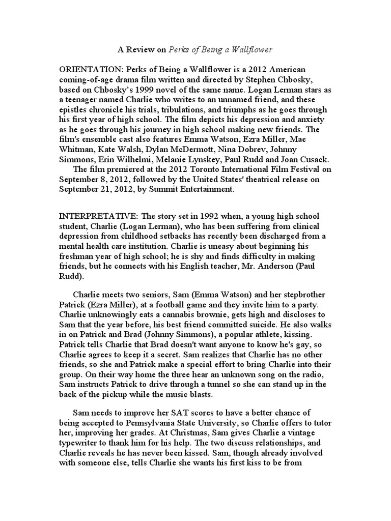 Perks of Being A Wallflower | PDF