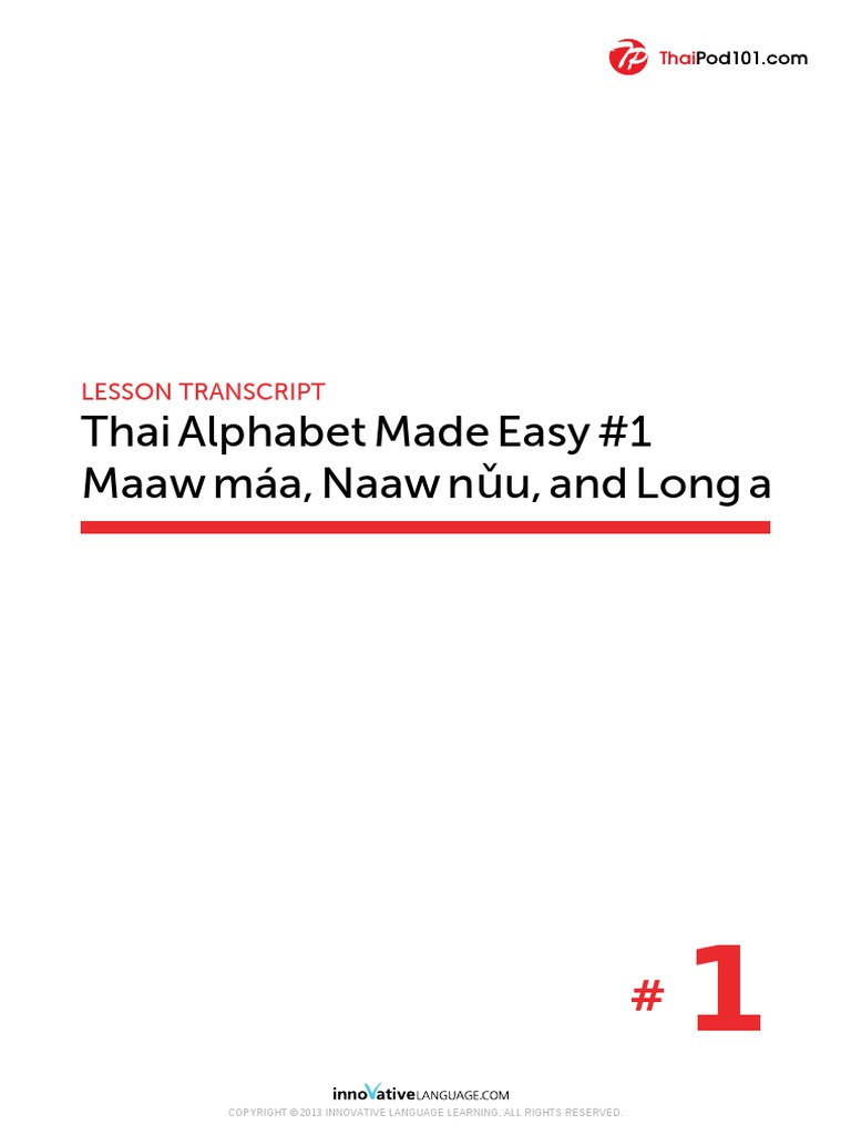 Thai Alphabet Made Easy #1 Maaw Máa, Naaw Nǔu, and Long A: Lesson ...