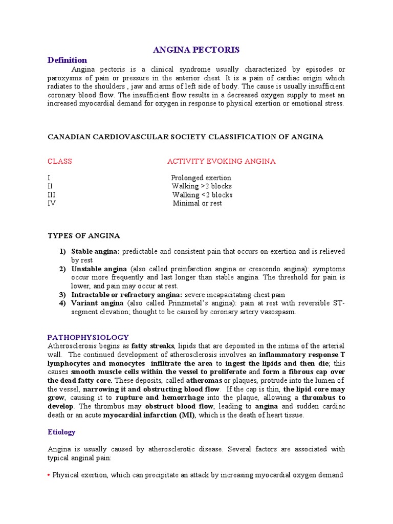 Angina Pectoris: Class Activity Evoking Angina | PDF | Percutaneous ...