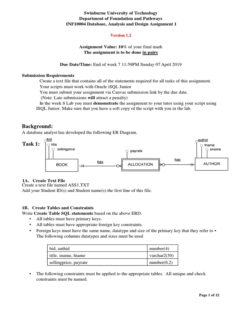 Database Design Assignment Guide | PDF | Table (Database) | Computer Data