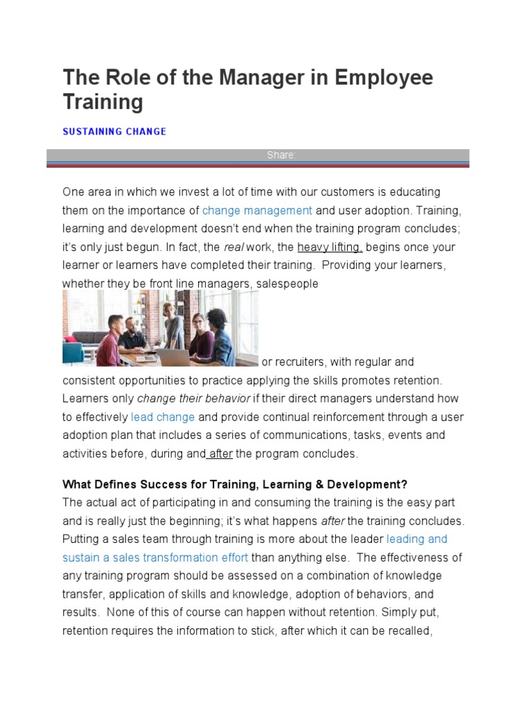 The Role of The Manager in Employee Training | PDF | Employee Retention ...