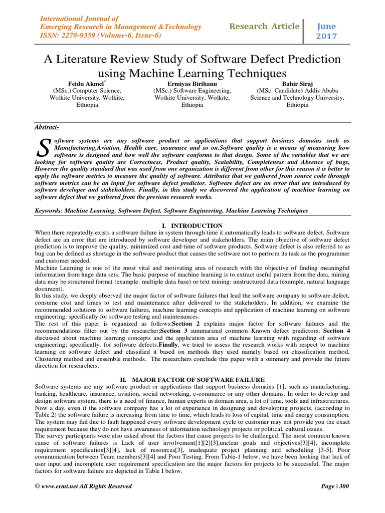 A Literature Review Study of Software Defect Prediction Using Machine ...