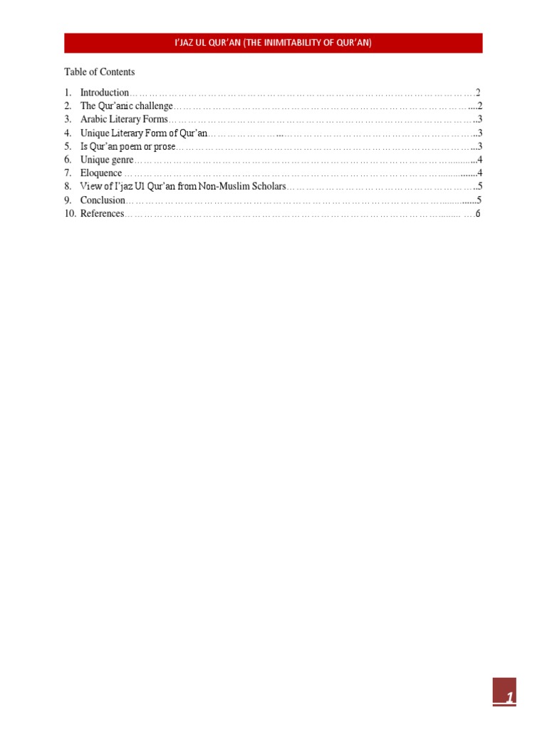 The Inimitability of the Qur'an (Ijaz Ul Quran | PDF | Quran | Islam