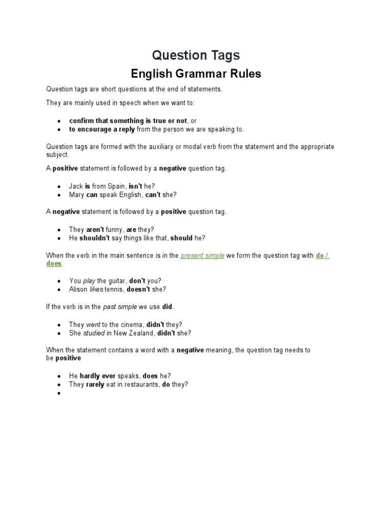 Taq Questions | PDF | Question | Verb