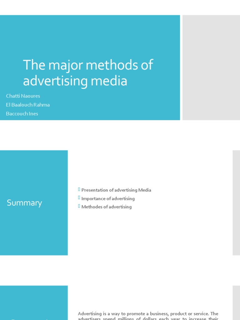 The Major Methods of Advertising Media | PDF | Advertising | Coupon