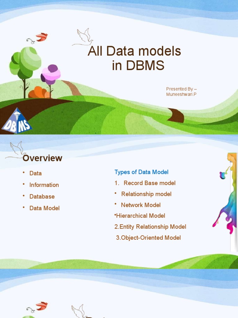 All Data Models in DBMS: Presented by - Muneeshwari.P | PDF | Data ...