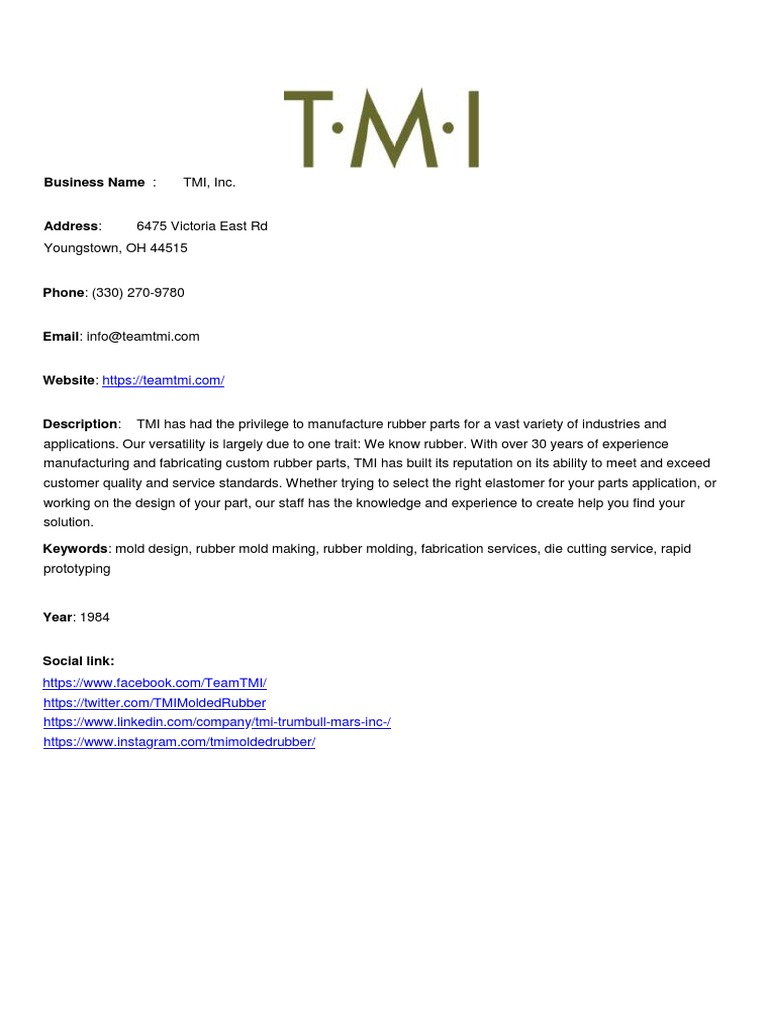 TMI, Inc. | PDF | Business
