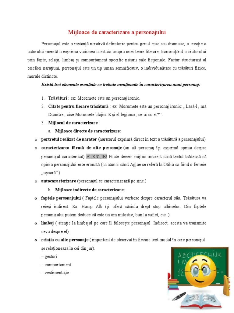 Caracterizare Personaj | PDF