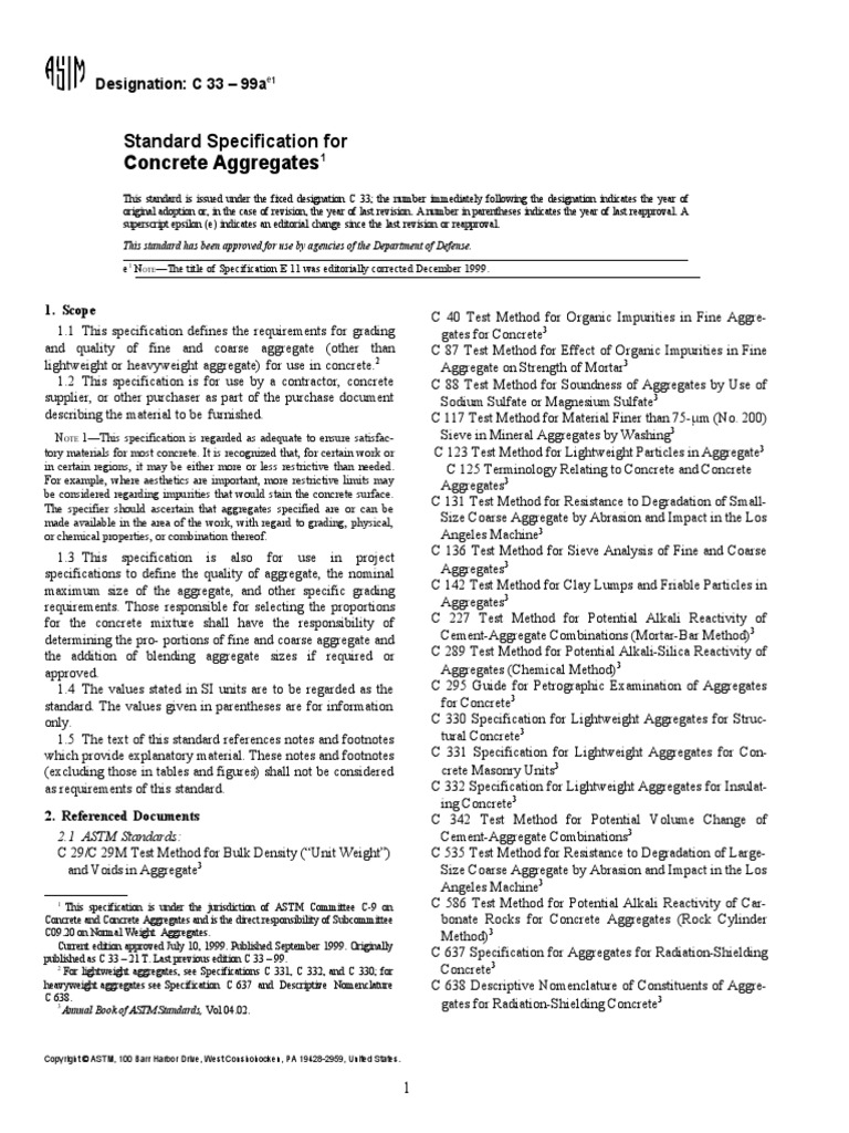 Concrete Aggregates: Standard Specification For | PDF | Construction ...