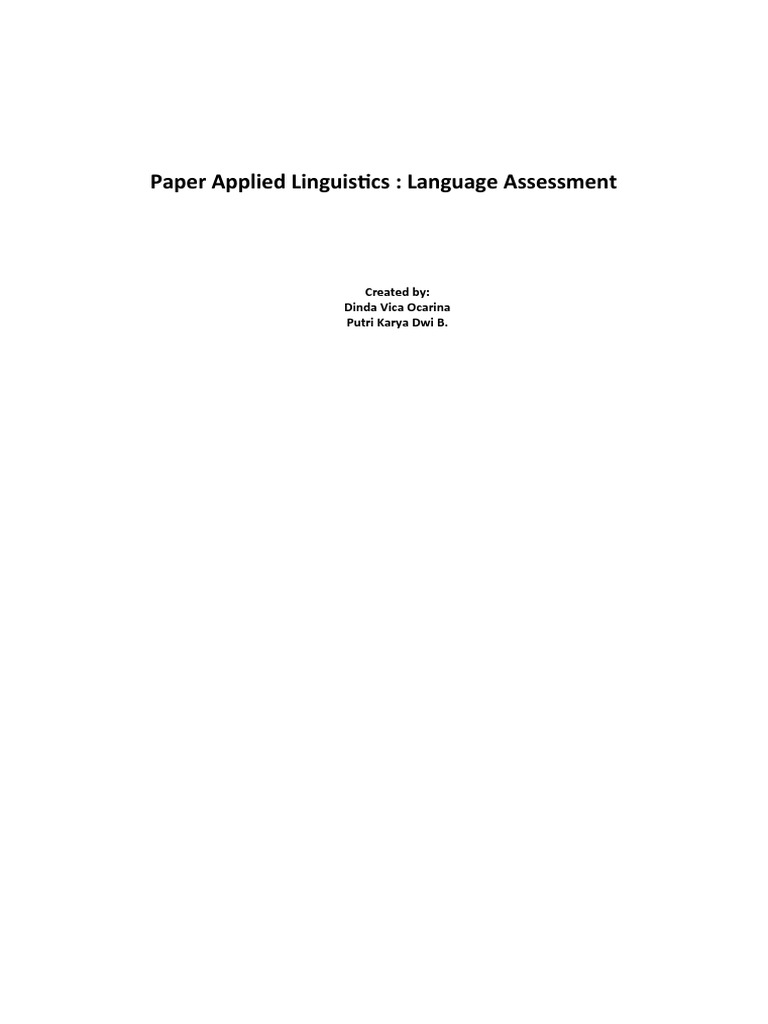 Paper Language Assessment | PDF | Validity (Statistics) | Educational ...