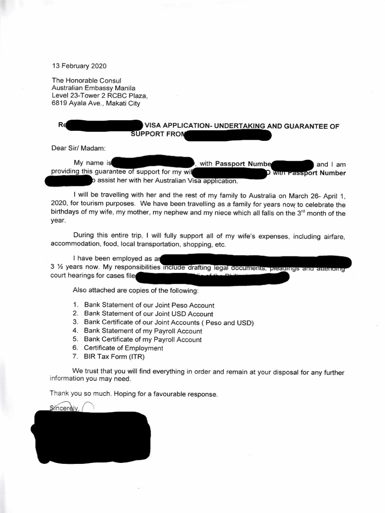 Letter of Support - AUS Visa - Redacted | PDF