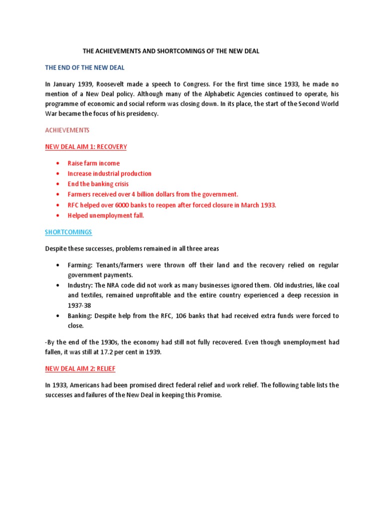 The Achievements and Shortcomings of The New Deal History | PDF | New ...