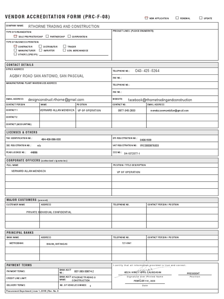 Vendor Accreditation Form Download | PDF | Corporations | Corporate Law