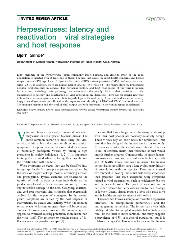 Herpesviruses: Latency and Reactivation Viral Strategies and Host ...