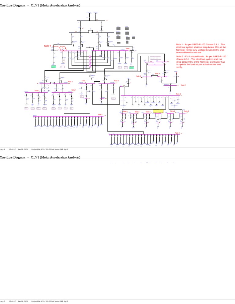 One-Line Diagram - OLV1 (Motor Acceleration Analysis) : Note-1 | PDF ...